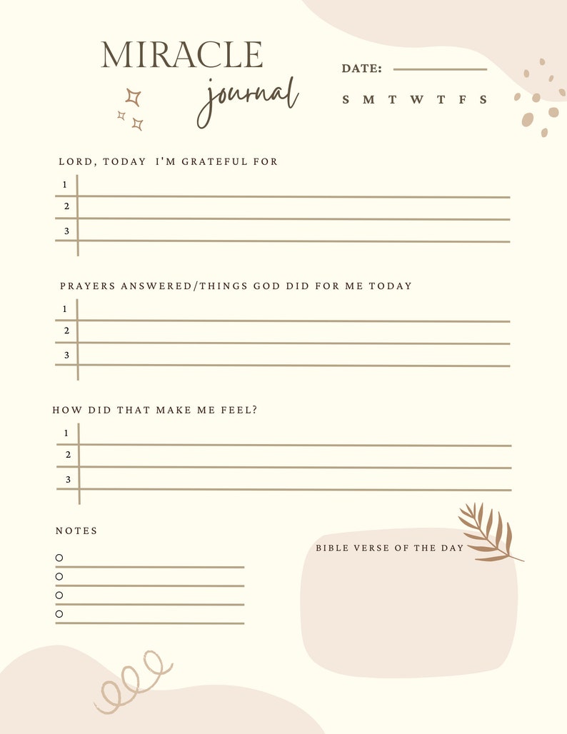 Printable Miracle Journal - Etsy