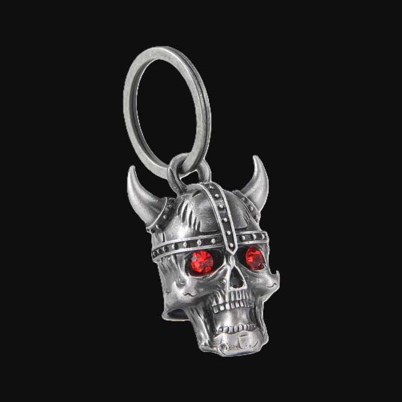 Viking Motorcycle Bell, Skull Helmet Black Stone Eyes Bells, Impact ...
