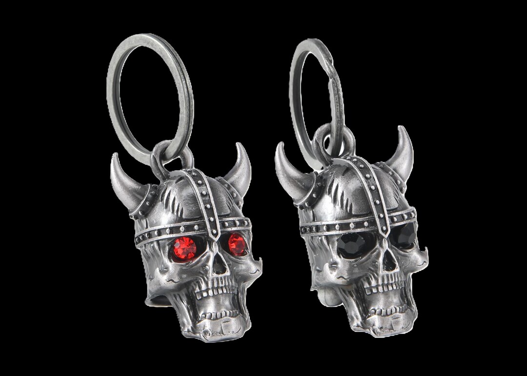 Viking Motorcycle Bell, Skull Helmet Black Stone Eyes Bells, Impact ...