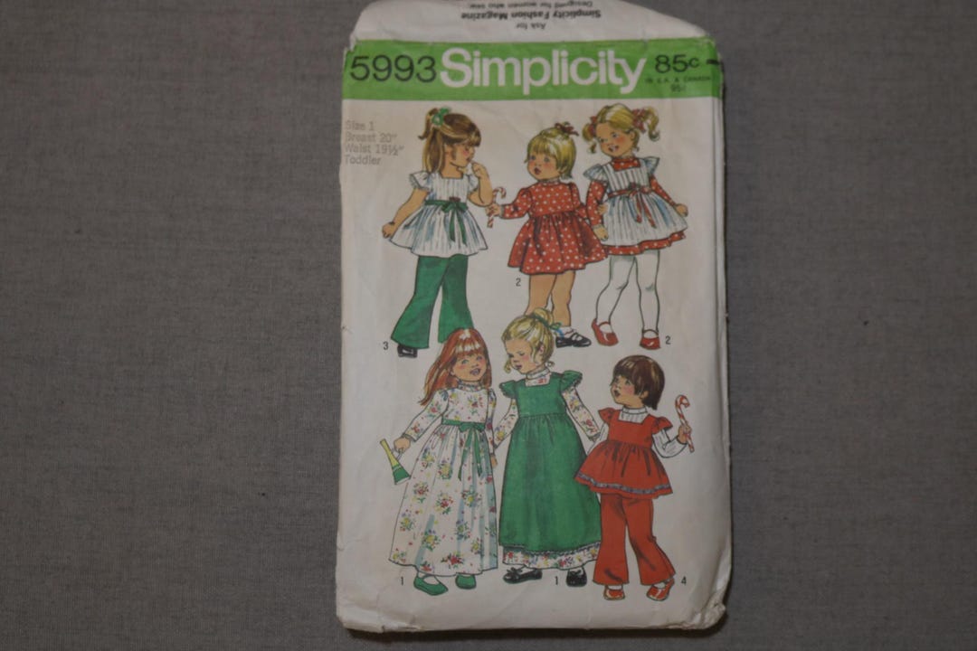 Simplicity 5993 Children's Dress and Bell Bottoms Sewing Pattern Circa ...