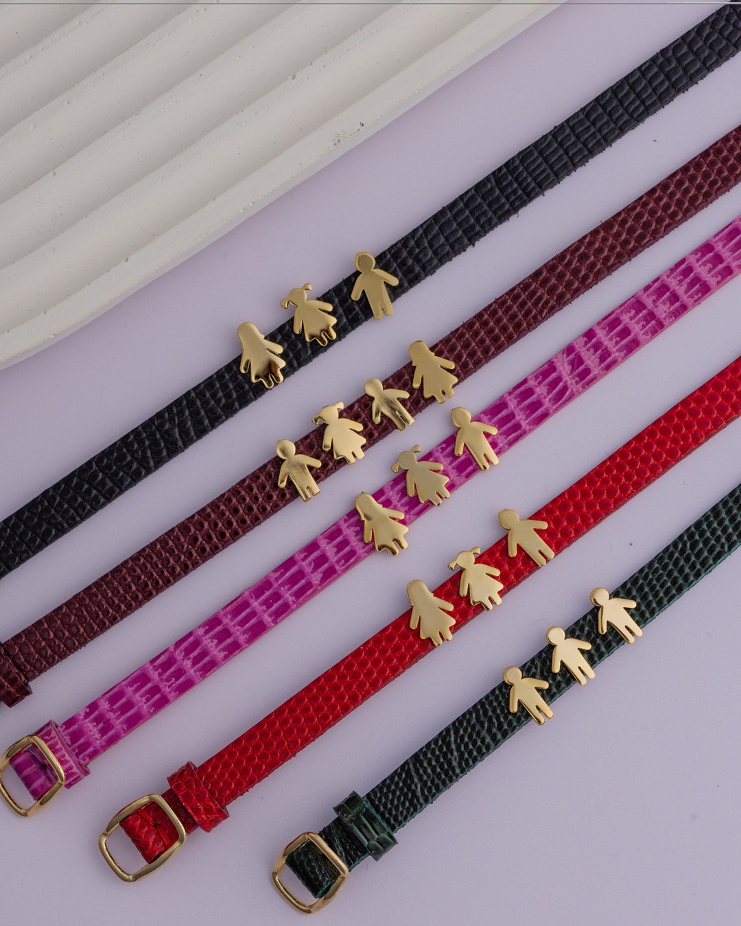 Mini Family Members Custom Made 18k Gold Plated Bracelet on Real ...