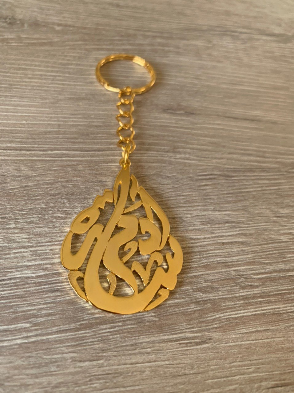 Arabic Calligraphy Custom Made 18K Gold Plated Key Chain Perfect Gift ...