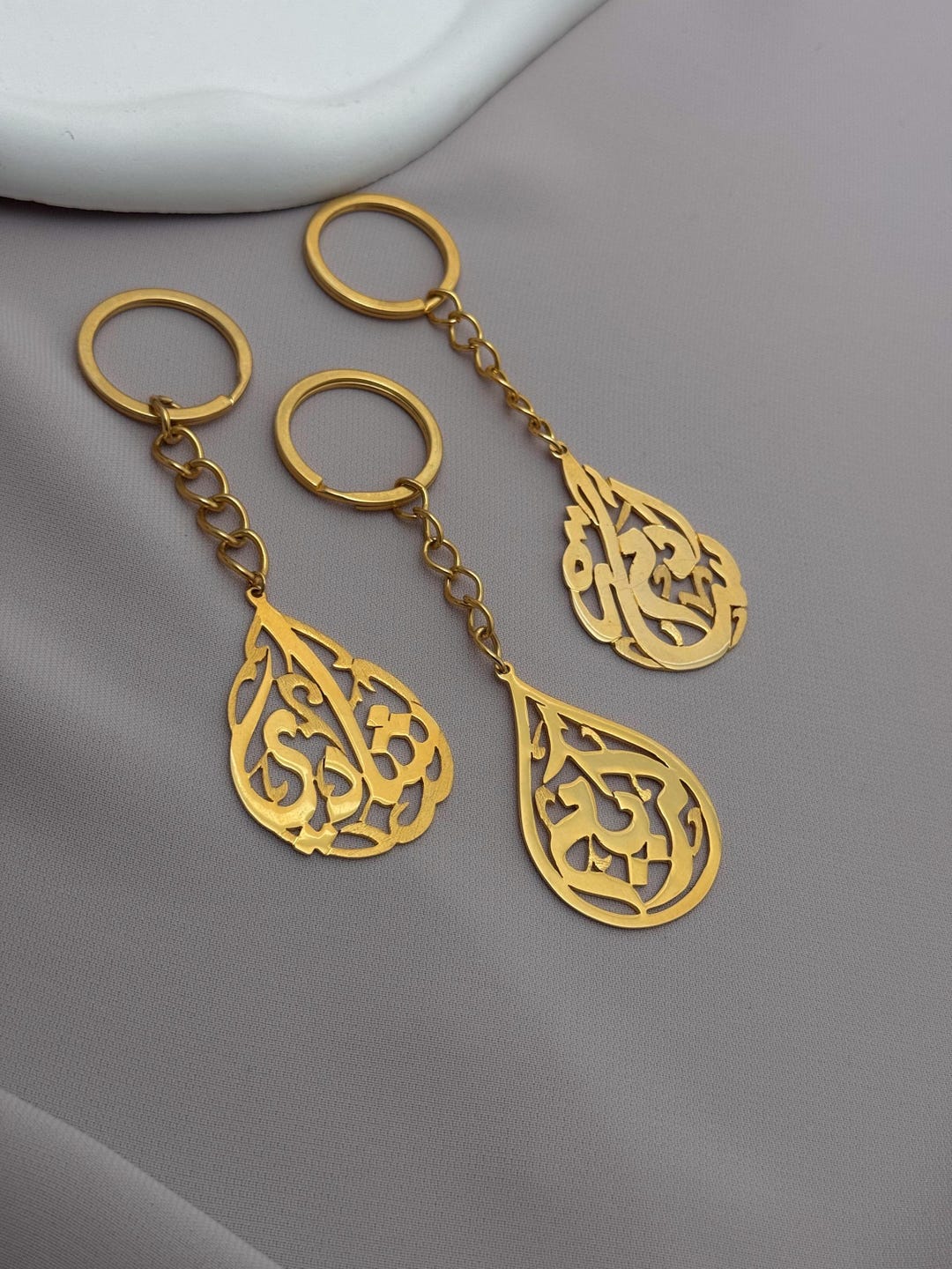 Arabic Name Kecychain Calligraphy Key Ring Custom Made Gold Plated ...