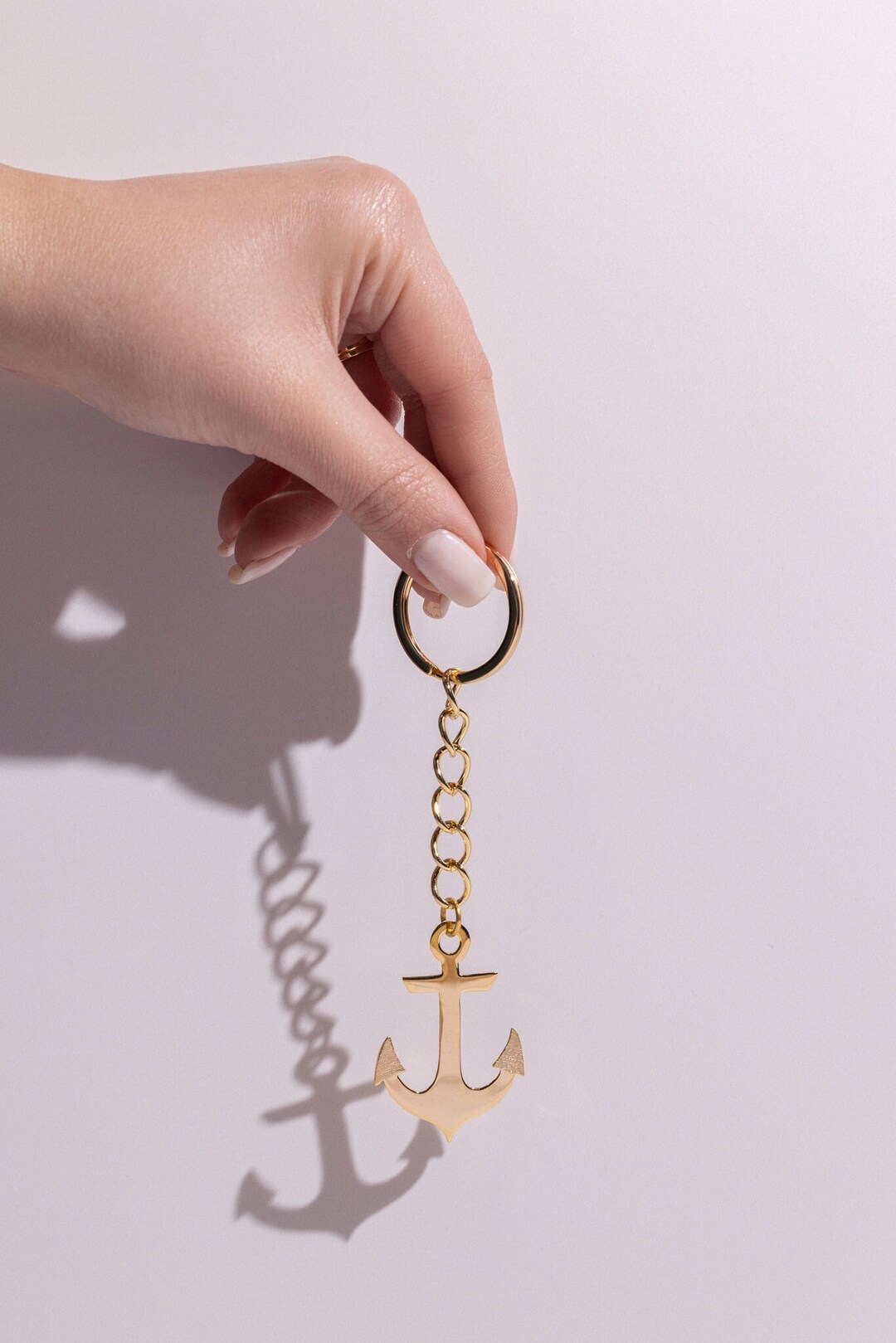 Anchor 18K Gold Plated Brass Key Chain/key Ring Perfect Gift for Him ...