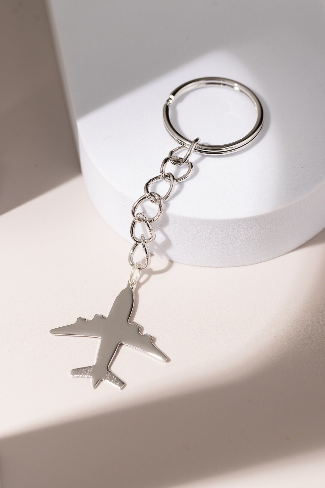 Airplane 18K Gold Plated Brass Key Chain/key Ring Perfect Gift for Him ...