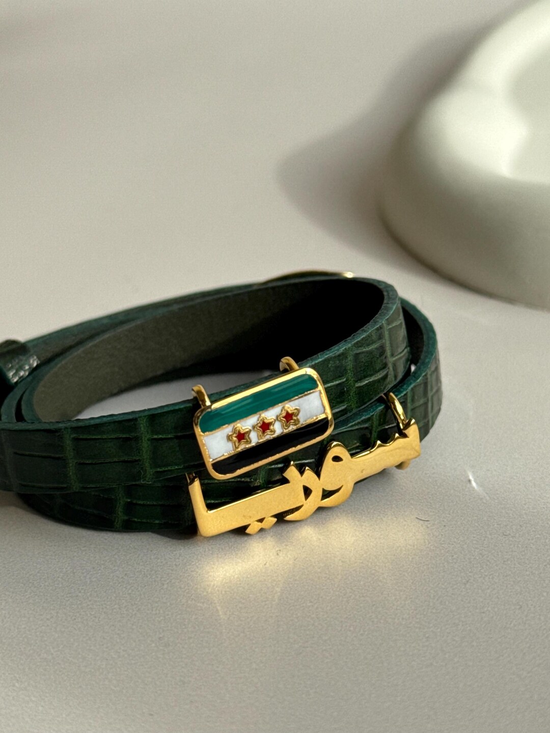 Syrian Flag Bracelet Handmade Genuine Leather Syria Bracelet With ...