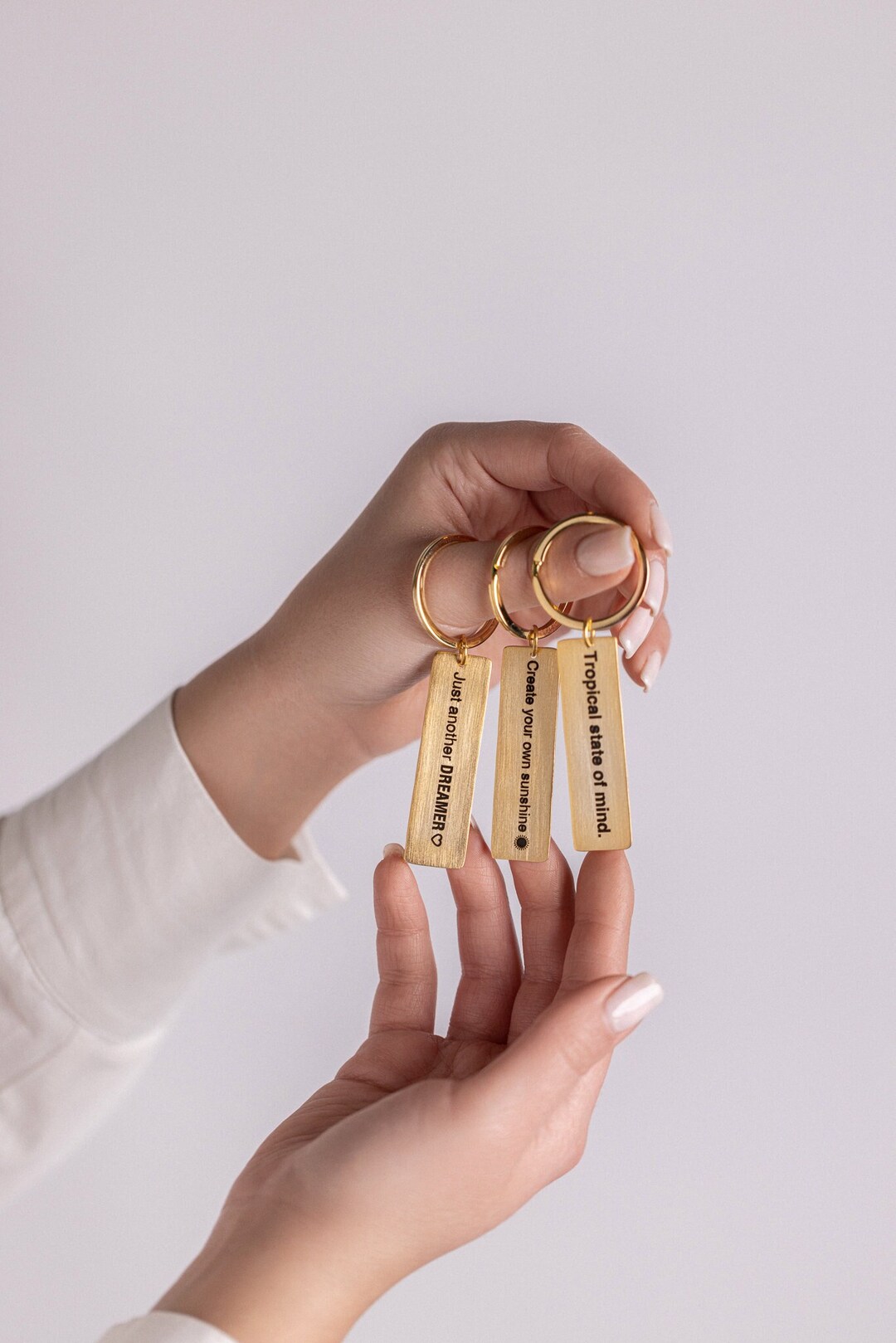 Special Engraving Custom Made 18K Gold Plated Key Chain Perfect Gift ...