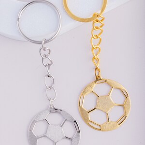 Soccor Player Gift Idea Ball Player Keychain Football Silver Plated Key ...