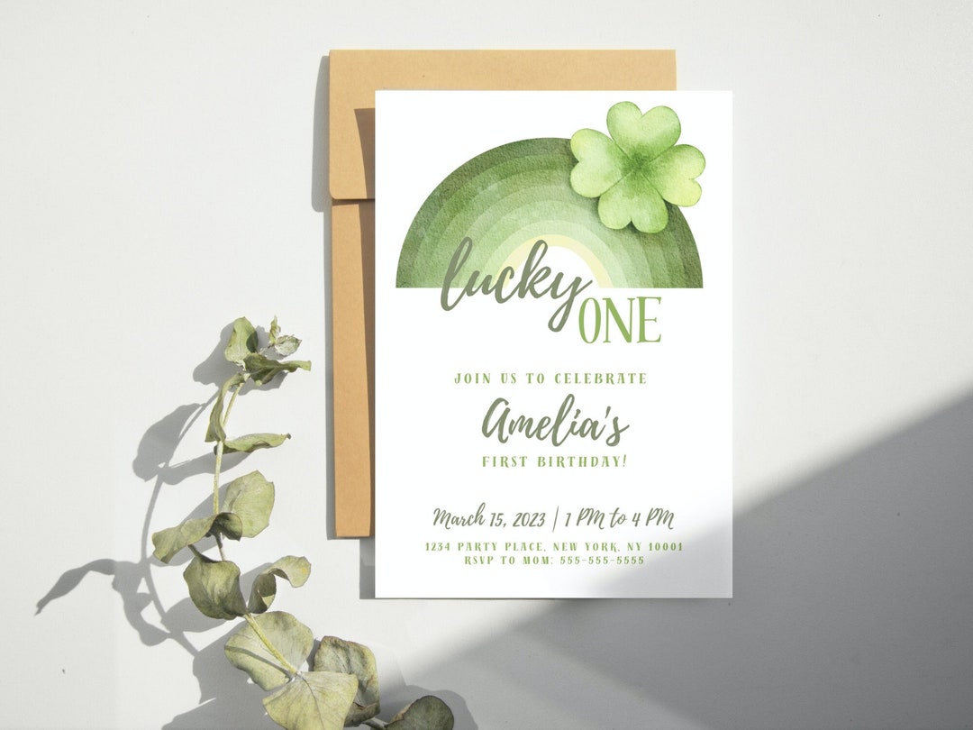 Lucky One 1st Birthday Invitation Template Lucky 1, 1st Bday Party ...
