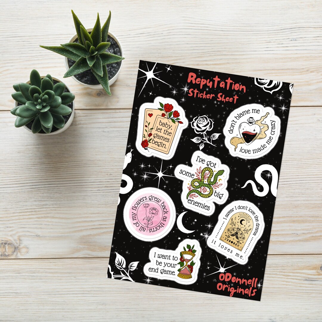 Taylor Swift Reputation Sticker Sheet Six Stickers Kiss Cut Rep TV, End ...