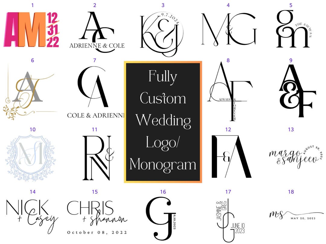 Custom Wedding Monogram Logo Initials Unique Designs, Not From ...