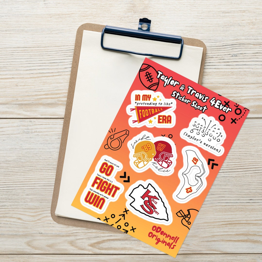Travis & Taylor Sticker Sheet Six Kiss Cut Stickers, Football Taylors ...