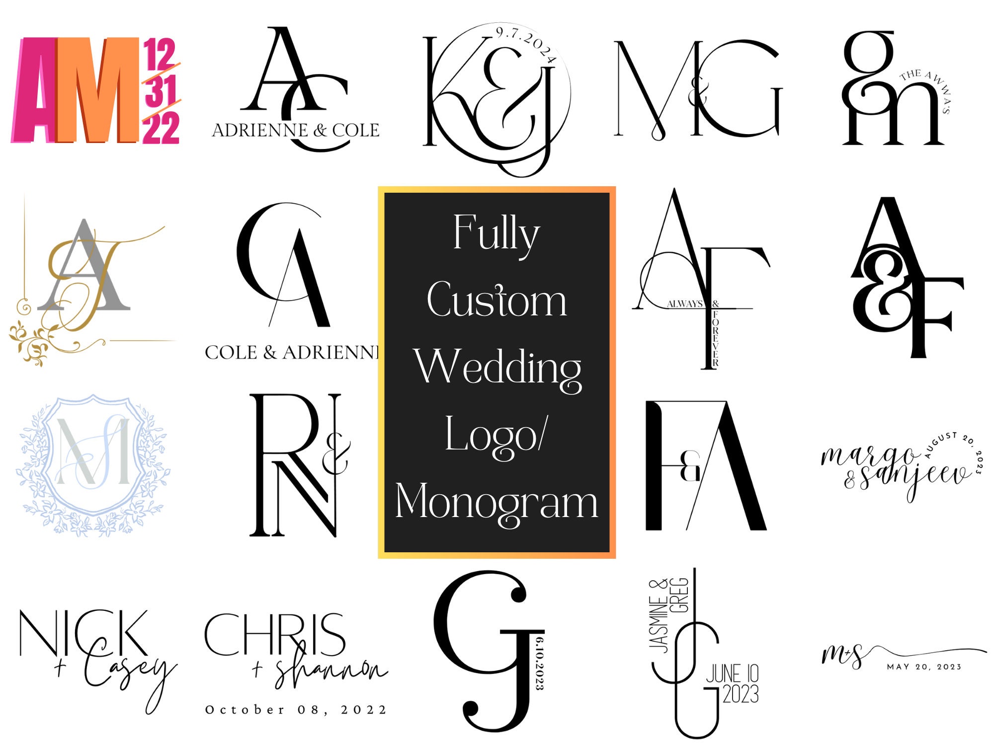 Custom Wedding Monogram Logo Initials Unique Designs, Not From ...