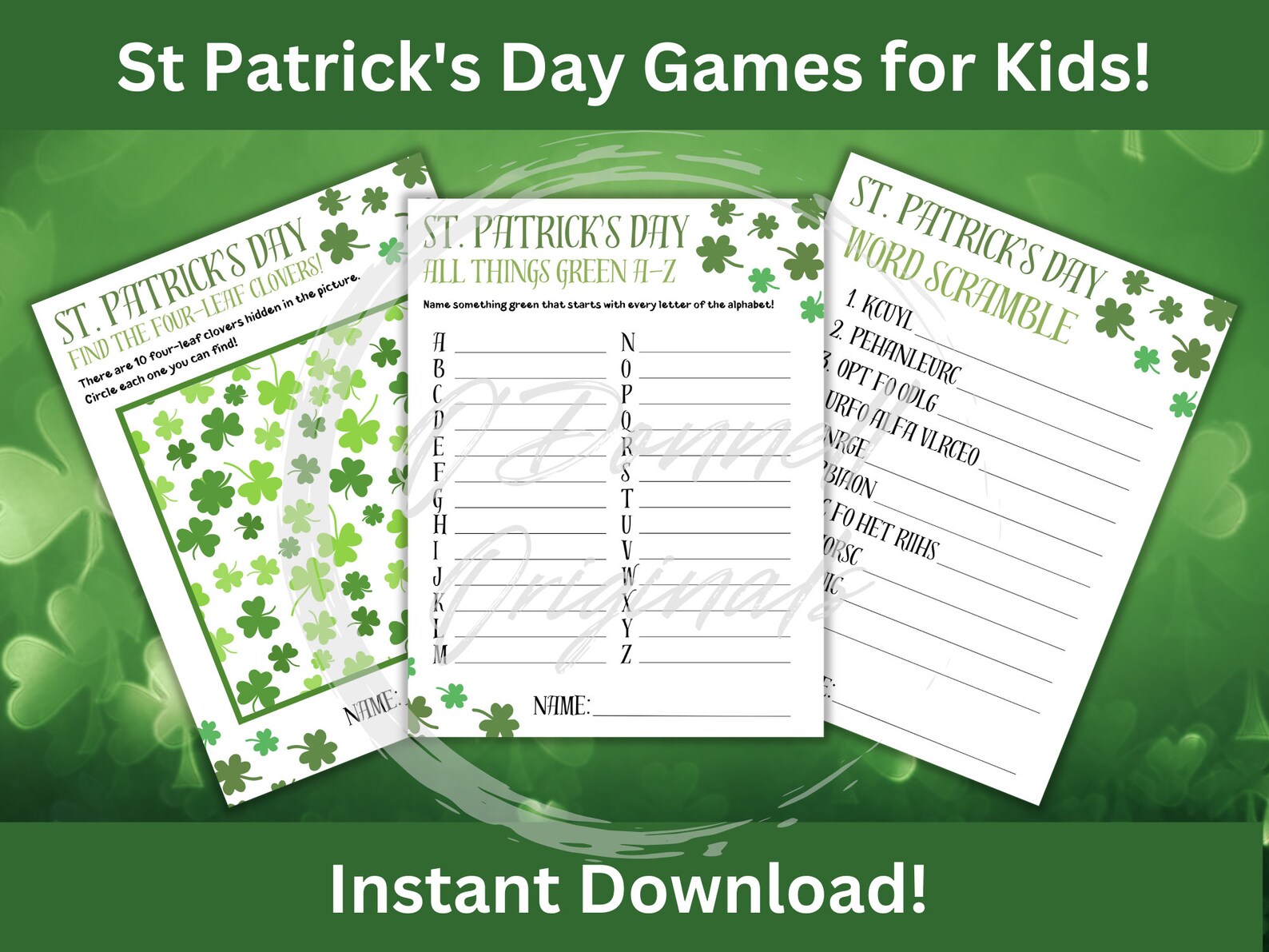 St Patrick's Day Themed Games Instant Download PDF Saint Patty's Day ...
