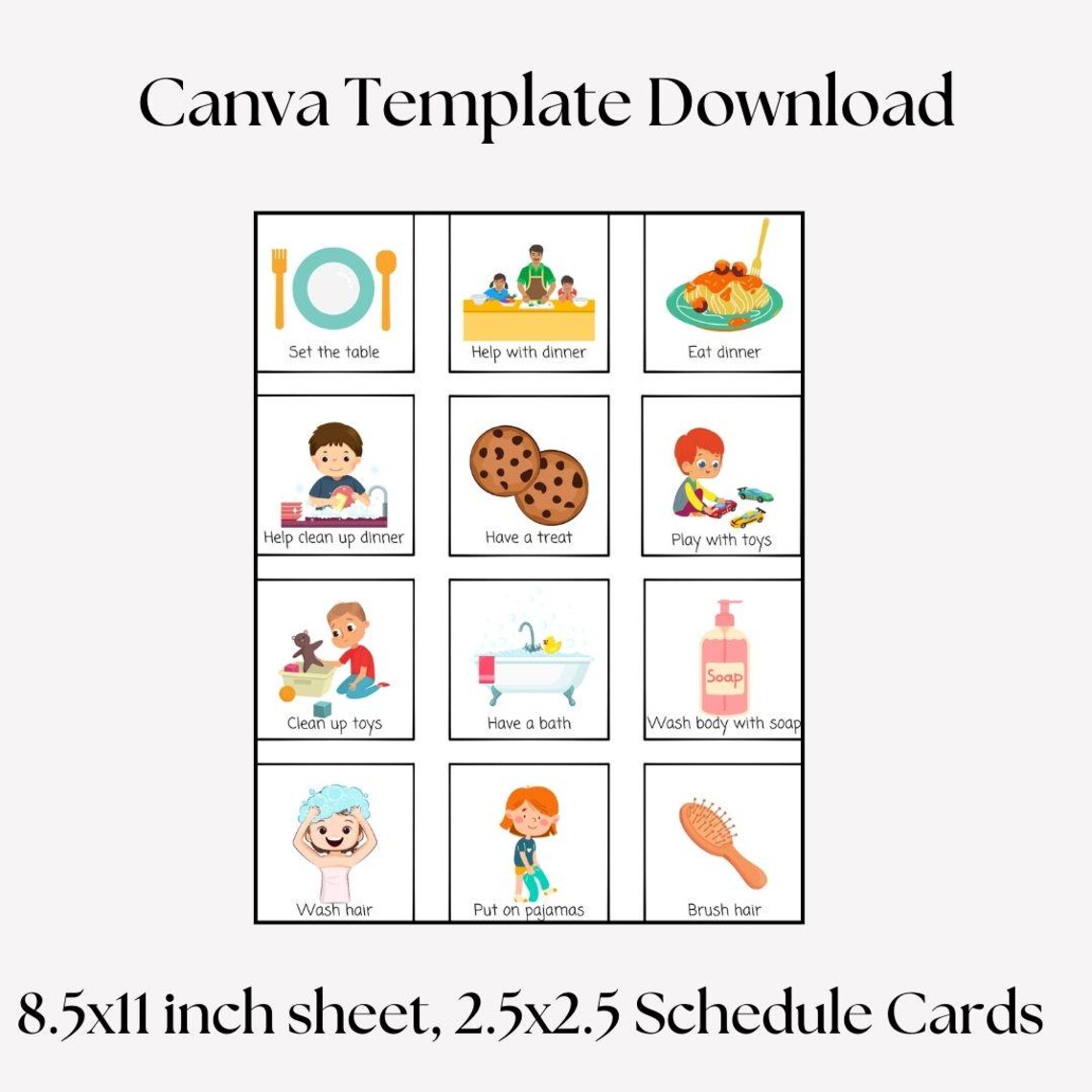 Visual Schedule Cards Customizable Canva Template | Kindergarten Visual ...