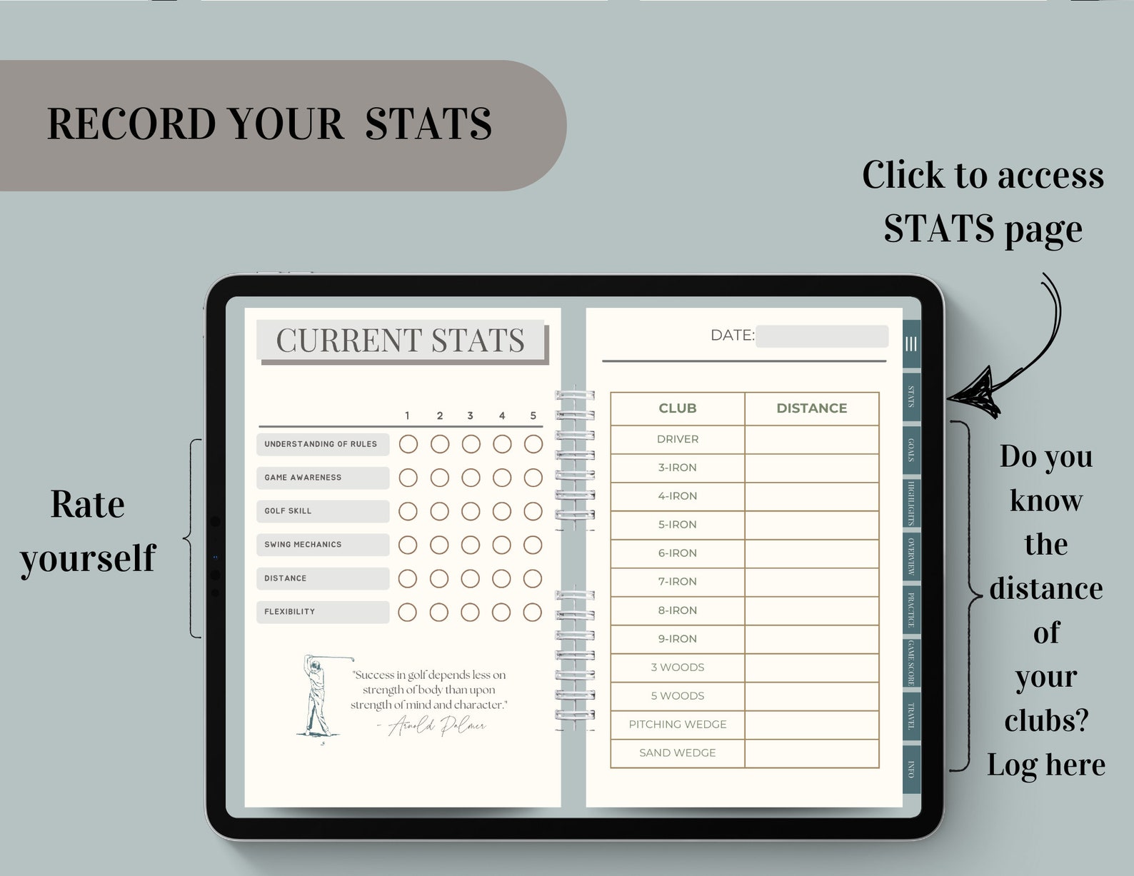 Golf Planner, Golf Journal, Digital Planner, Golf Practice Logs, PDF ...