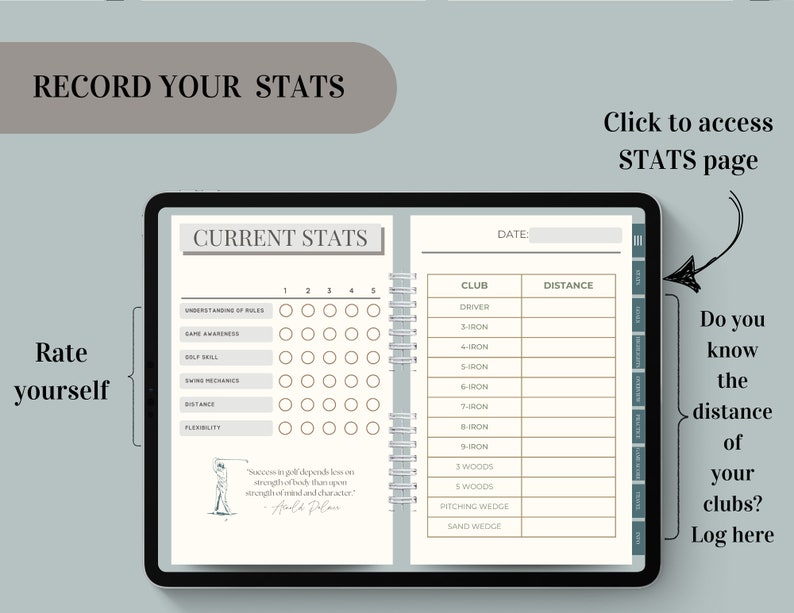 Golf Planner, Golf Journal, Digital Planner, Golf Practice Logs, PDF ...