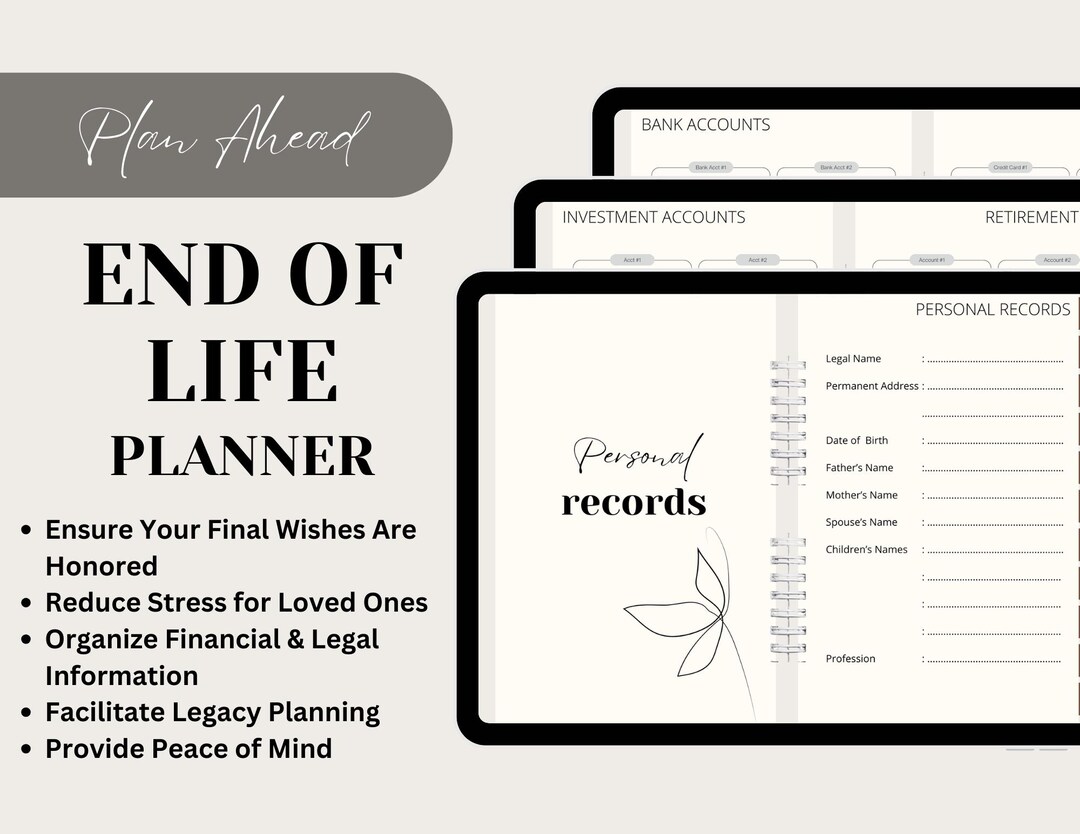 End of Life Planner, Just in Case of Emergency Planner, Life Organizer ...