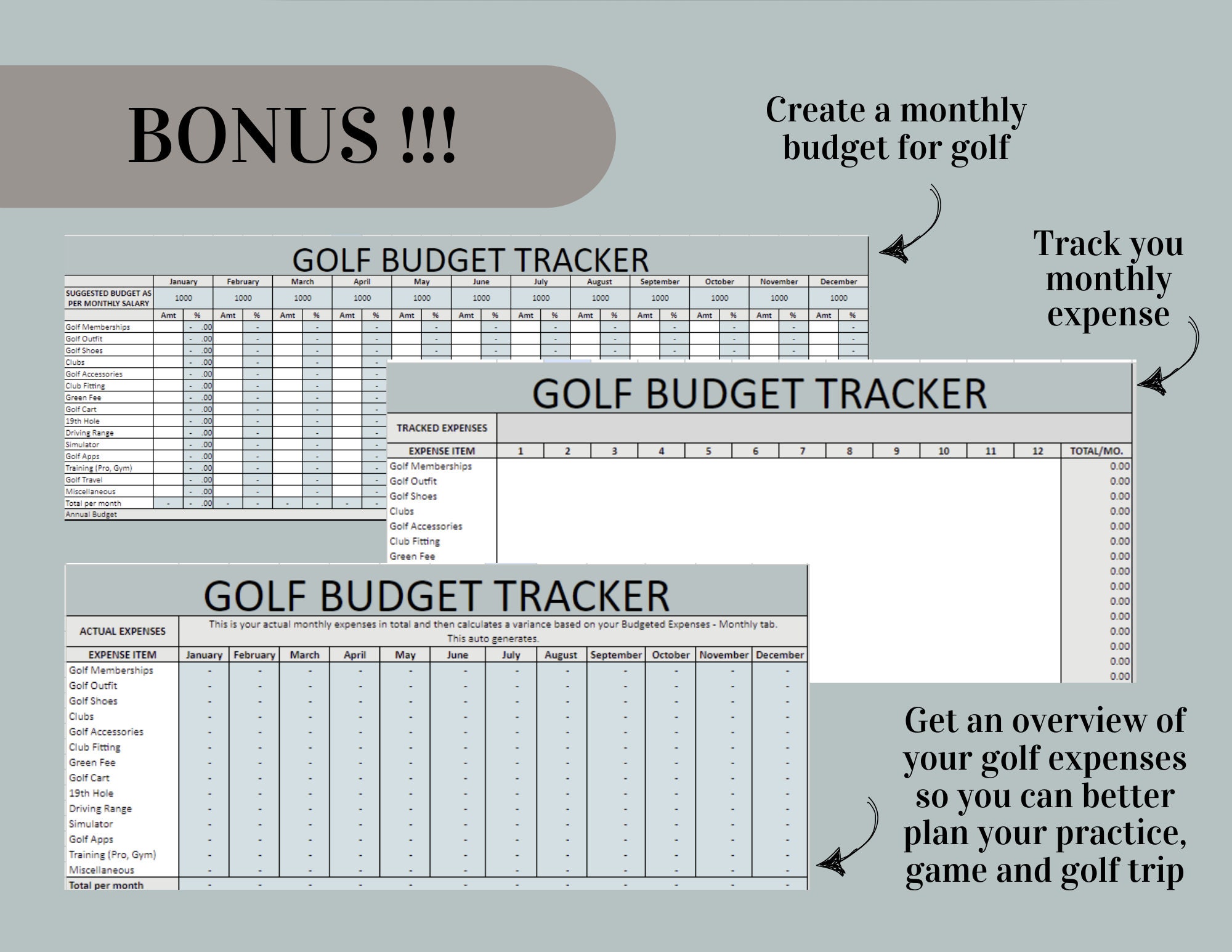 Golf Planner, Golf Journal, Digital Planner, Golf Practice Logs, PDF ...