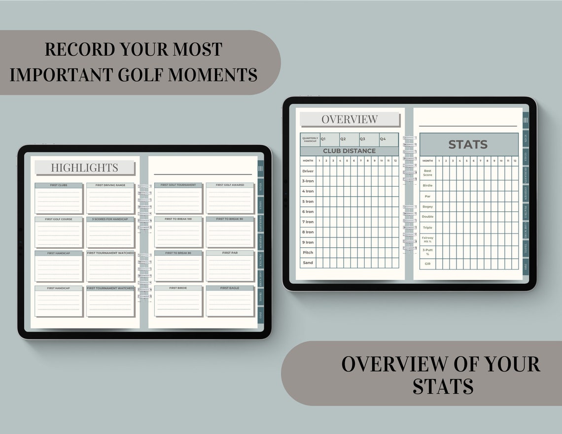 Golf Planner, Golf Journal, Digital Planner, Golf Practice Logs, PDF ...