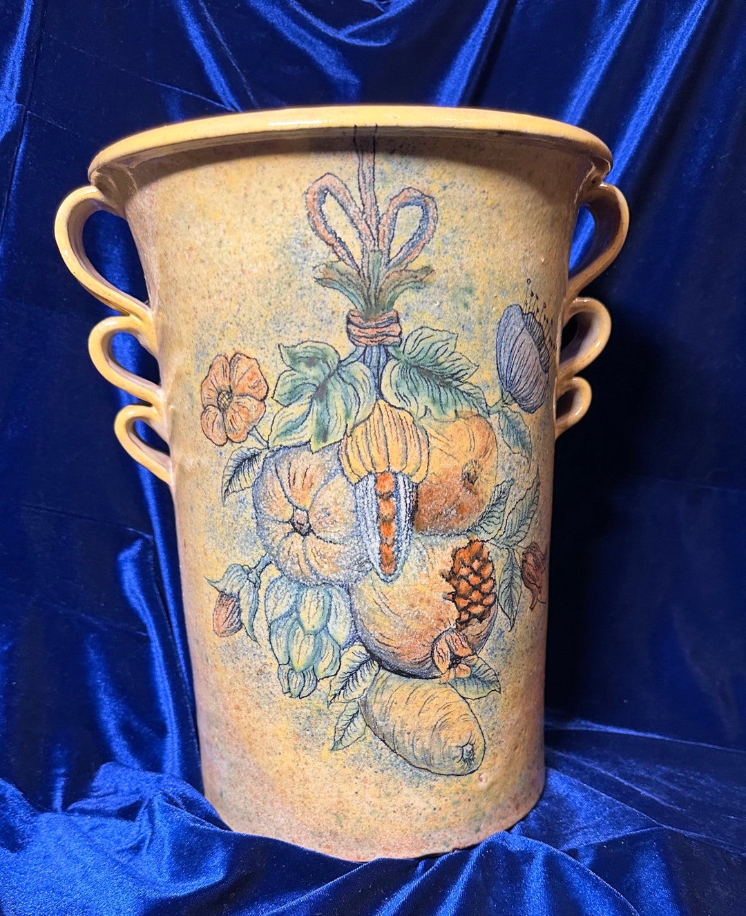 CAPELO STUDIO Guanajuato Mexican Majolica Floral Pottery Jug Vase ...