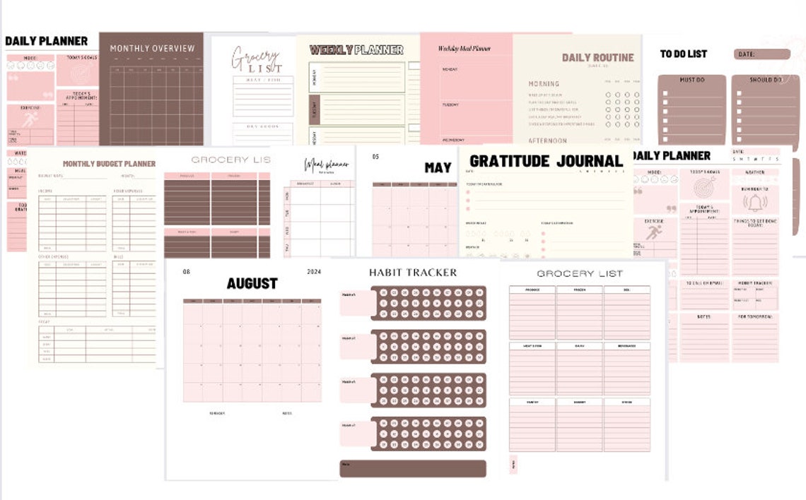 Planner Bundle Pink/brown - Etsy