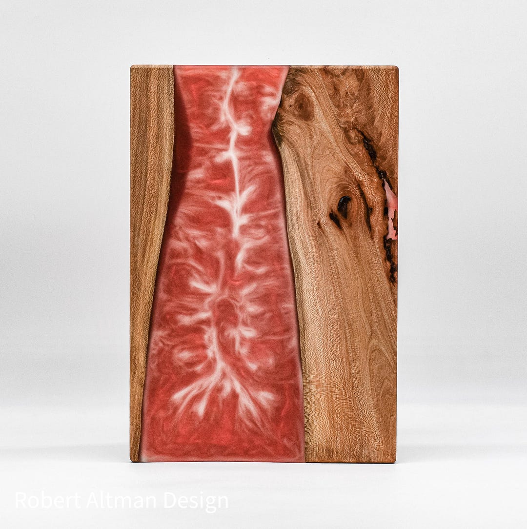 Sycamore Charcuterie Board With Red & White Epoxy | Wide Artisan ...
