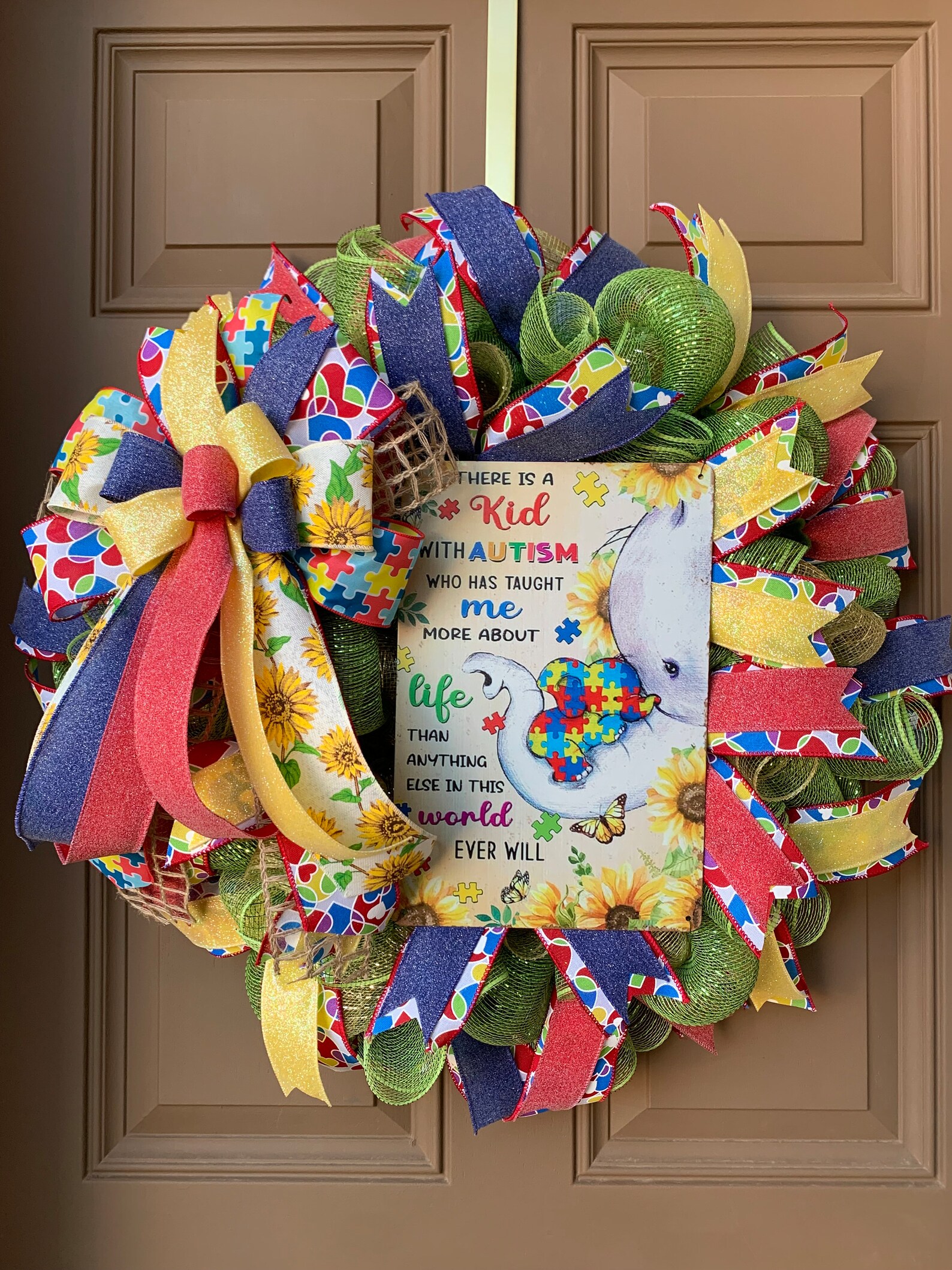 Autism Awareness Wreath, Autism Wreath for Front Door, Elephant Wreath ...
