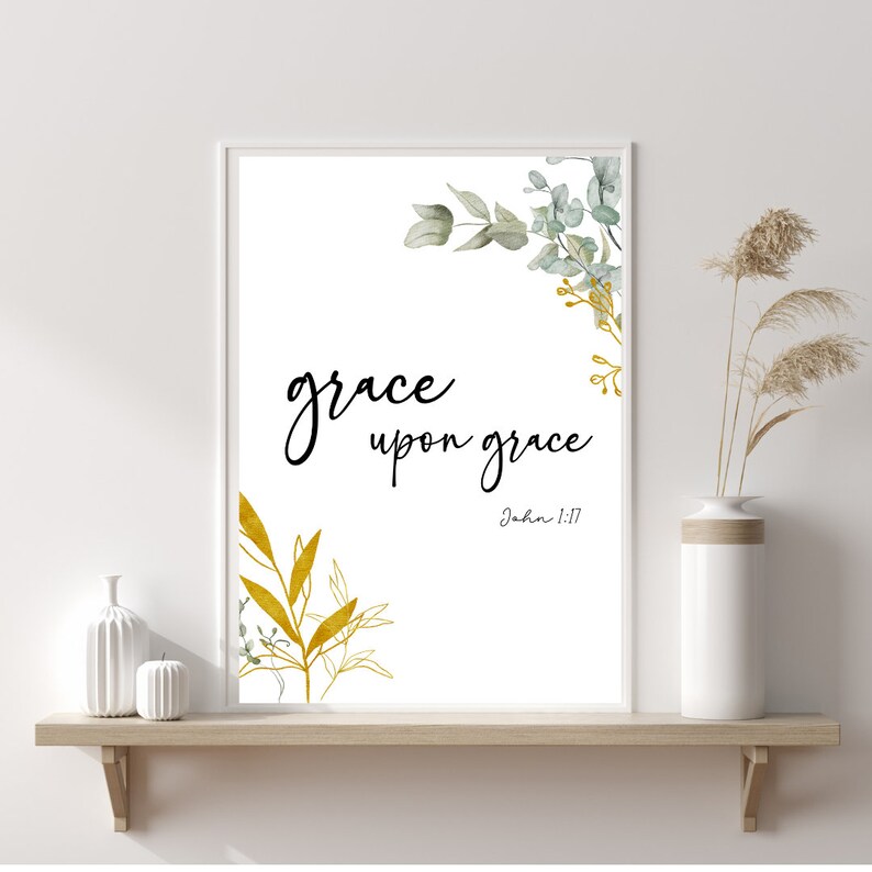 GRACE UPON GRACE // Scripture Wall Art for Home Decor for Wall Bedroom ...