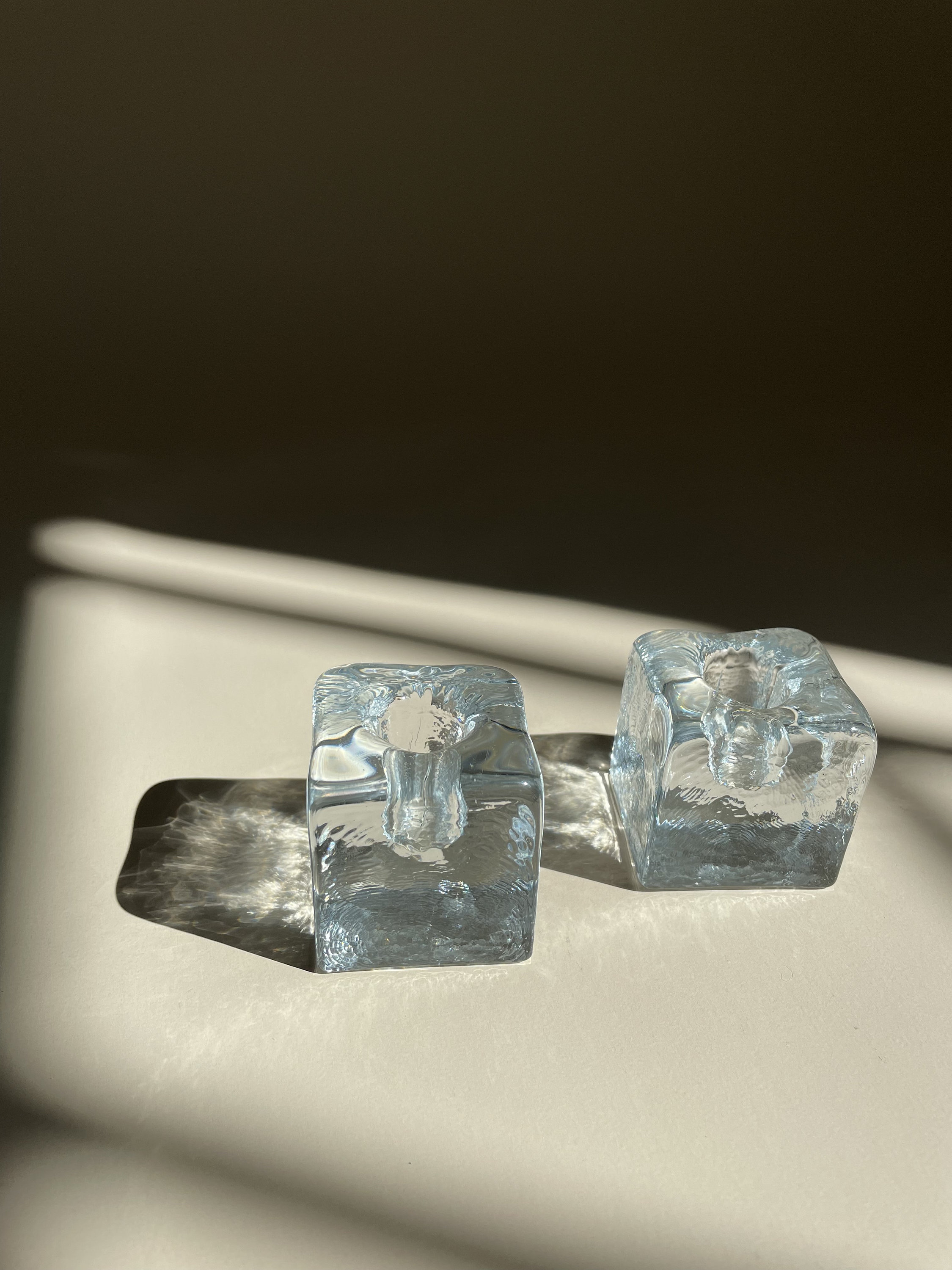 Blenko Glass Cube Candlesticks - Etsy