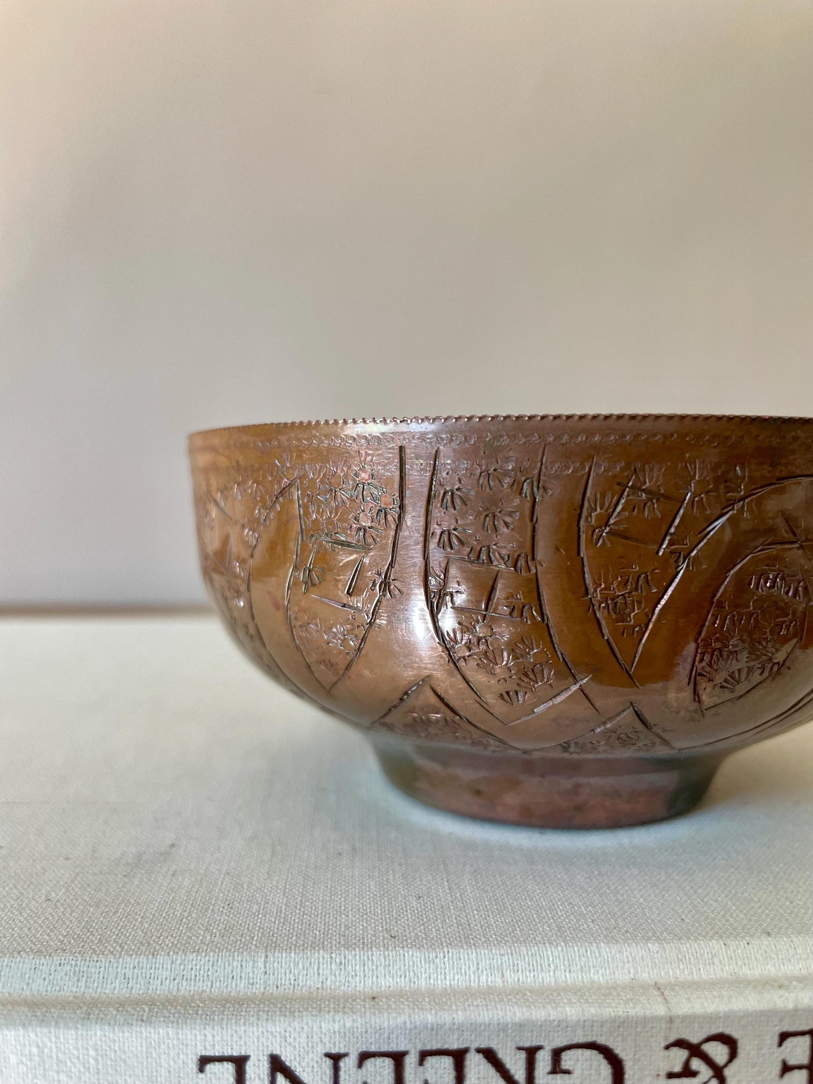 Small Antique Etched Copper Bowl - Etsy
