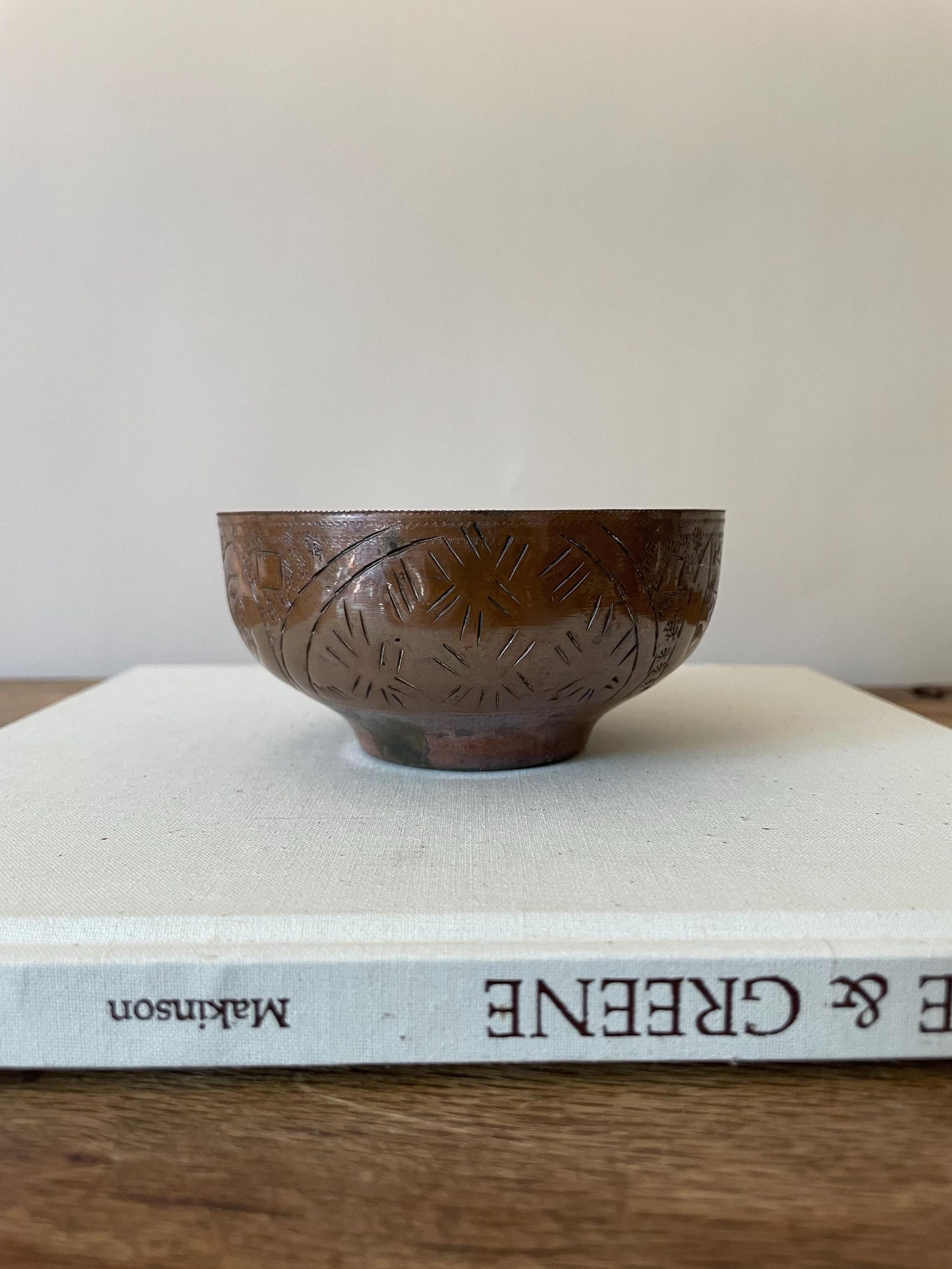 Small Antique Etched Copper Bowl - Etsy