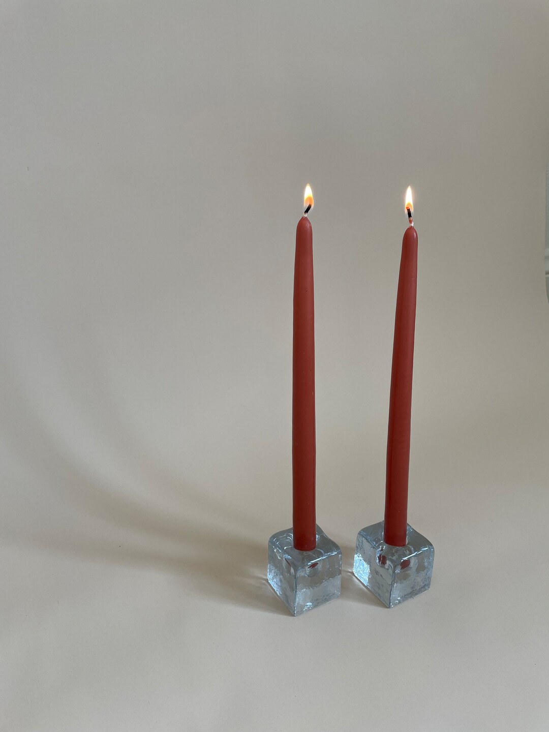 Blenko Glass Cube Candlesticks - Etsy
