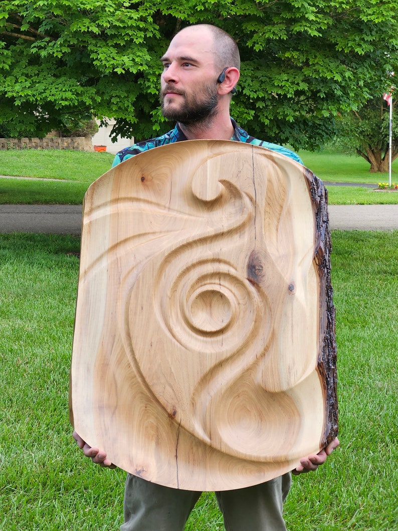 Live Edge Hickory 3D Swirl CNC Relief Carving Rustic Home Decor - Etsy