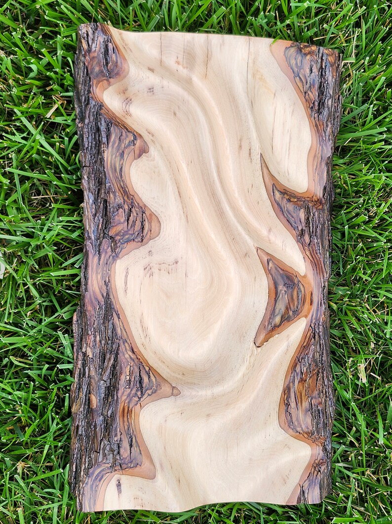 Live Edge Hickory 3D CNC Relief Carving Rustic Home Decor Sealed With ...