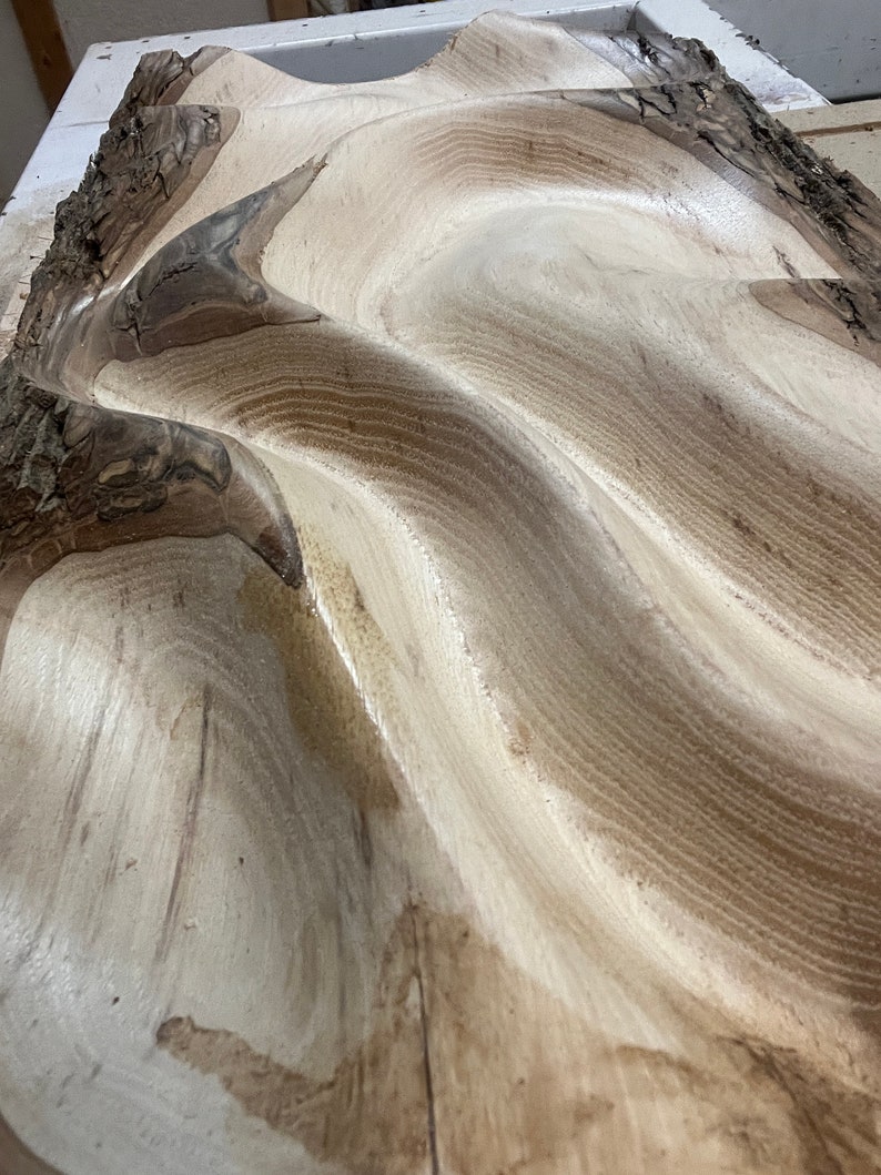 Live Edge Hickory 3D CNC Relief Carving Rustic Home Decor Sealed With ...