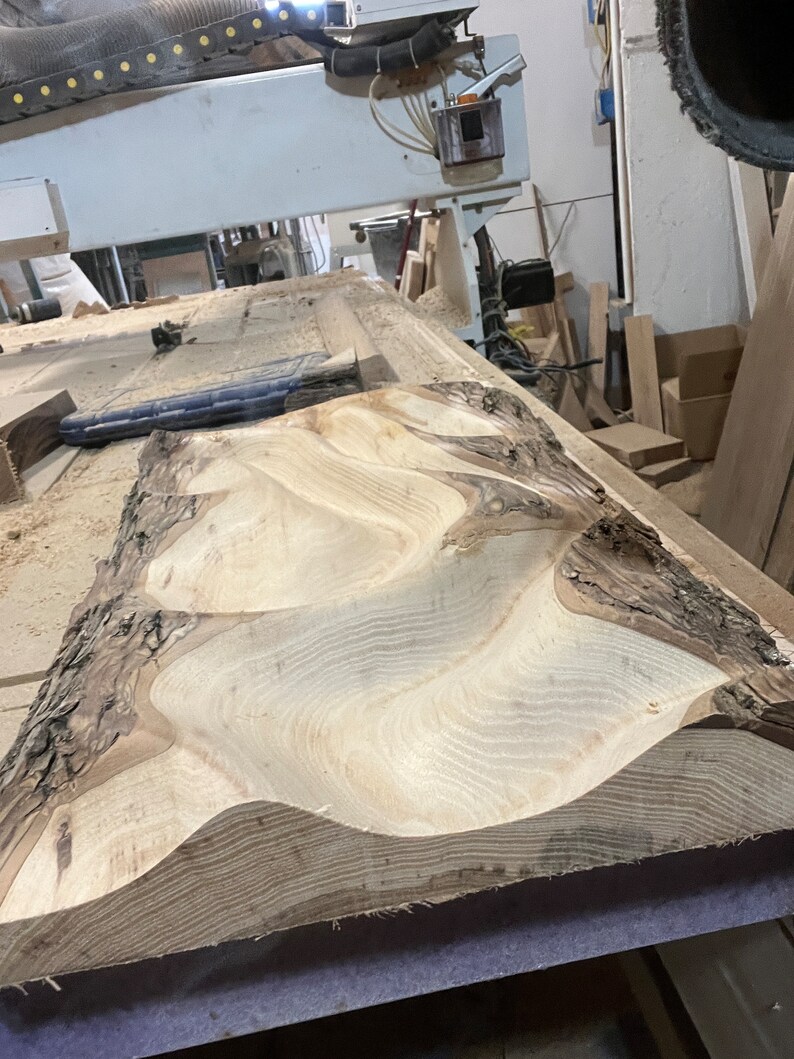 Live Edge Hickory 3D CNC Relief Carving Rustic Home Decor Sealed With ...