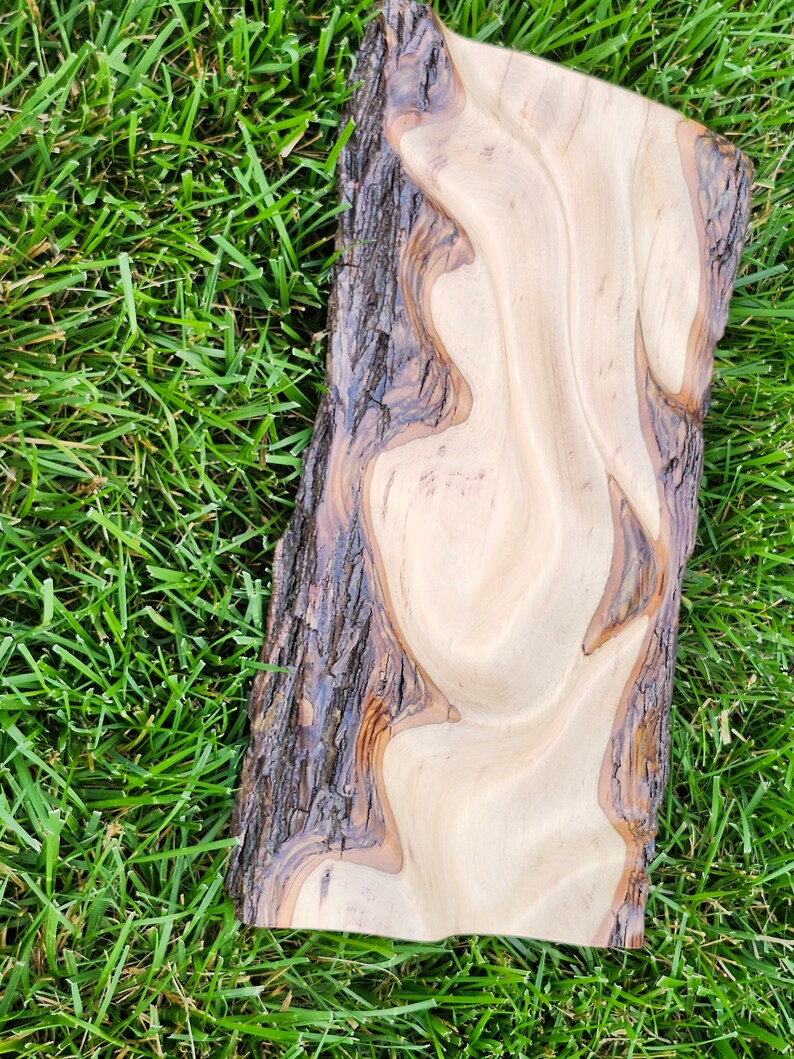 Live Edge Hickory 3D CNC Relief Carving Rustic Home Decor Sealed With ...