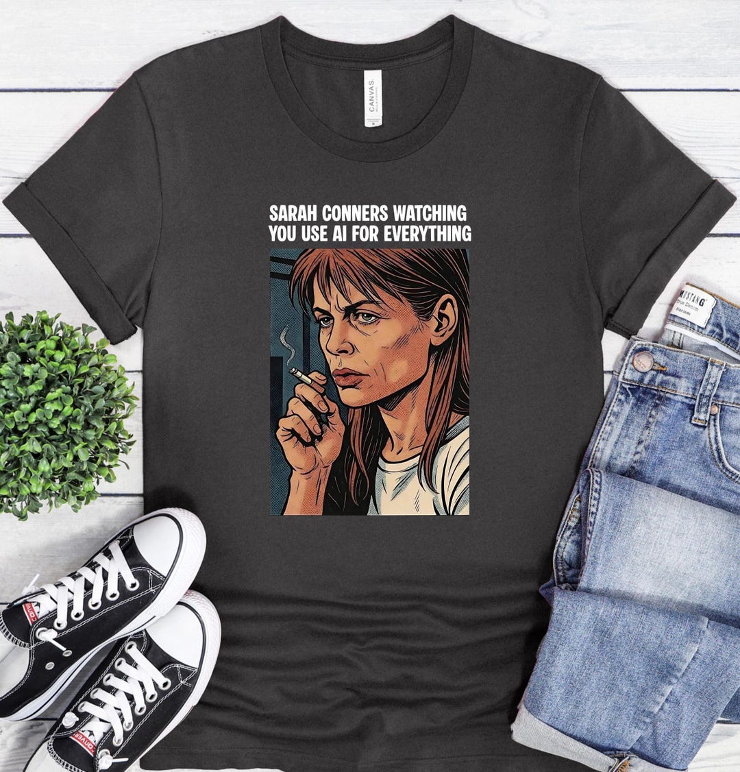 Terminator Meme Sarah Connor Watching You Use AI | Funny AI Joke | Pop ...