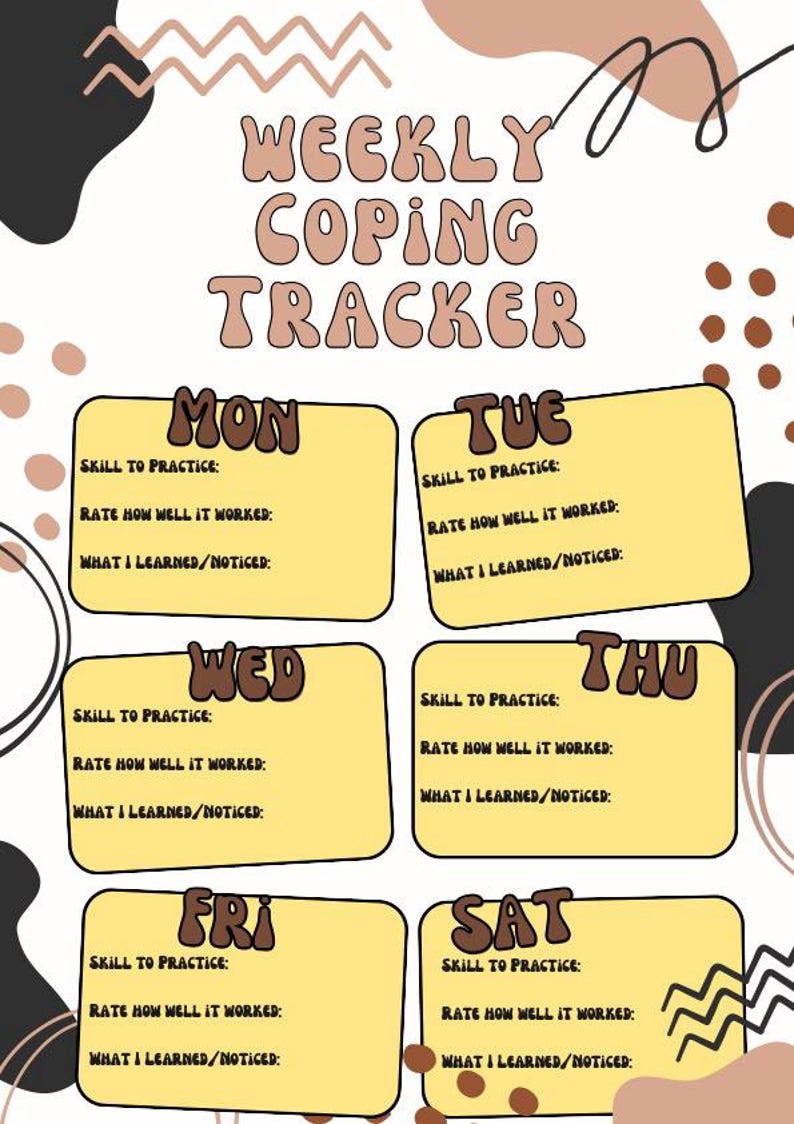 Coping Skills Weekly Tracker - Etsy