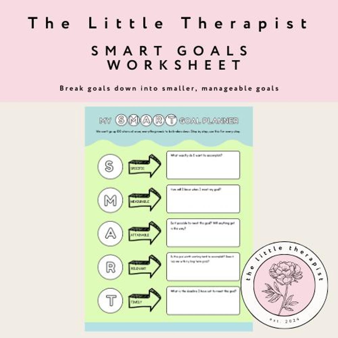 SMART Goals Worksheet | Kids, Teens, Adults | Executive Functioning ...