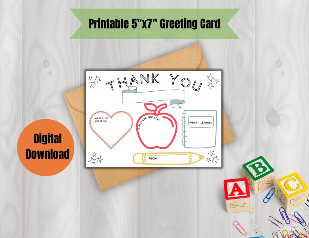 Teacher Thank You Card Coloring Doodling Teacher Appreciation Gift ...