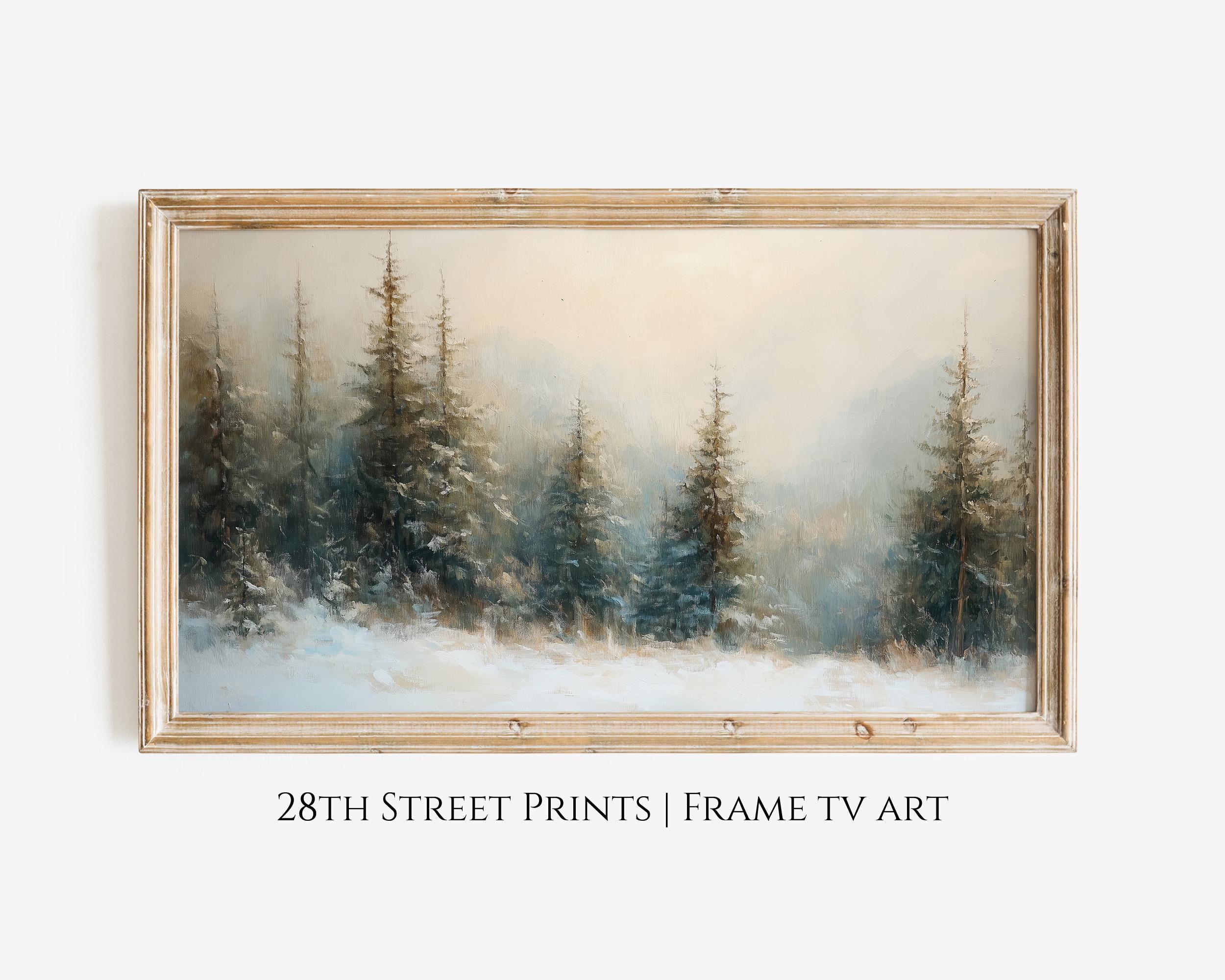 Samsung Frame Tv Art Pine Tree Forest, Christmas Tv Art, Winter Frame ...
