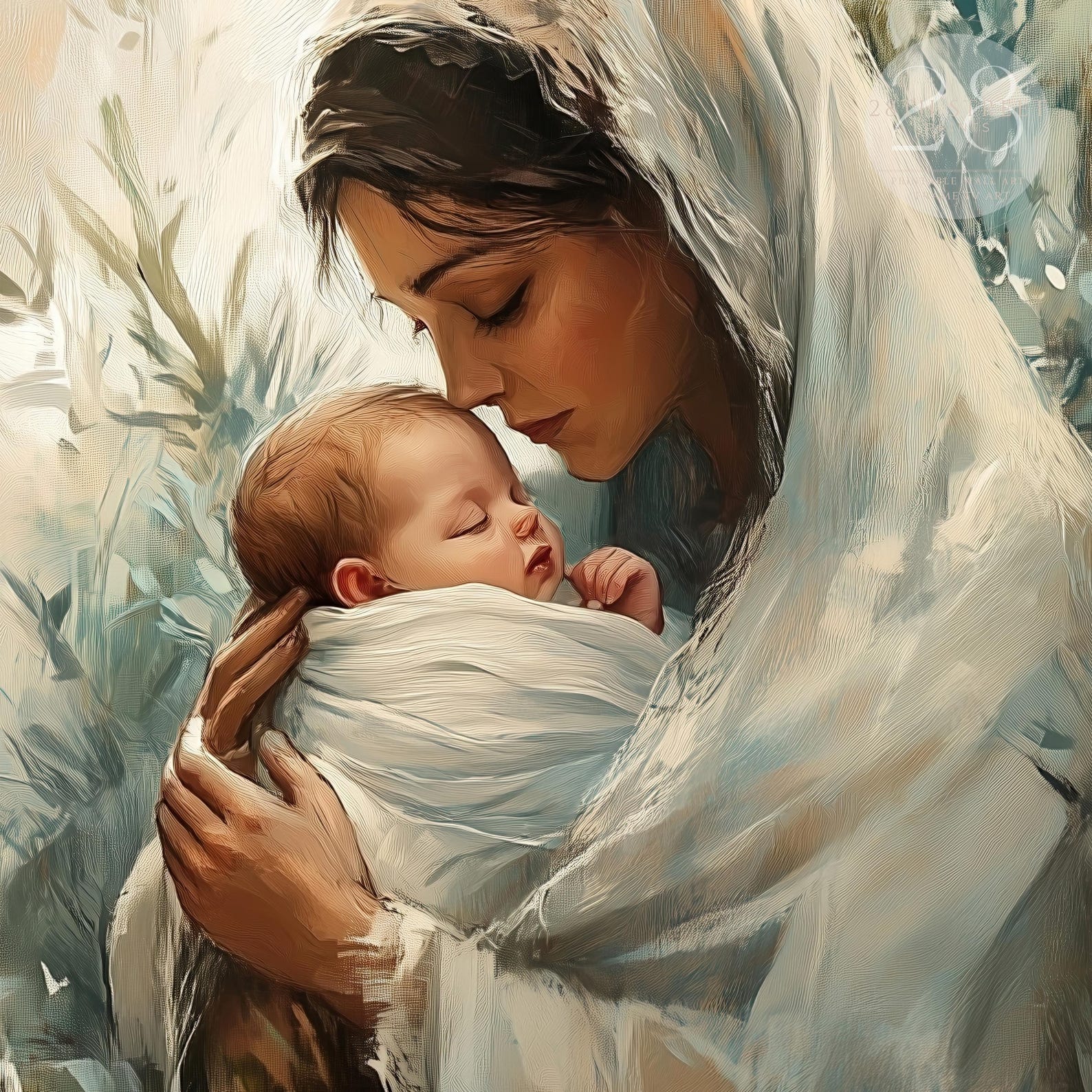 PRINTABLE Divine Embrace Mary and Baby Jesus Painting, Christian ...