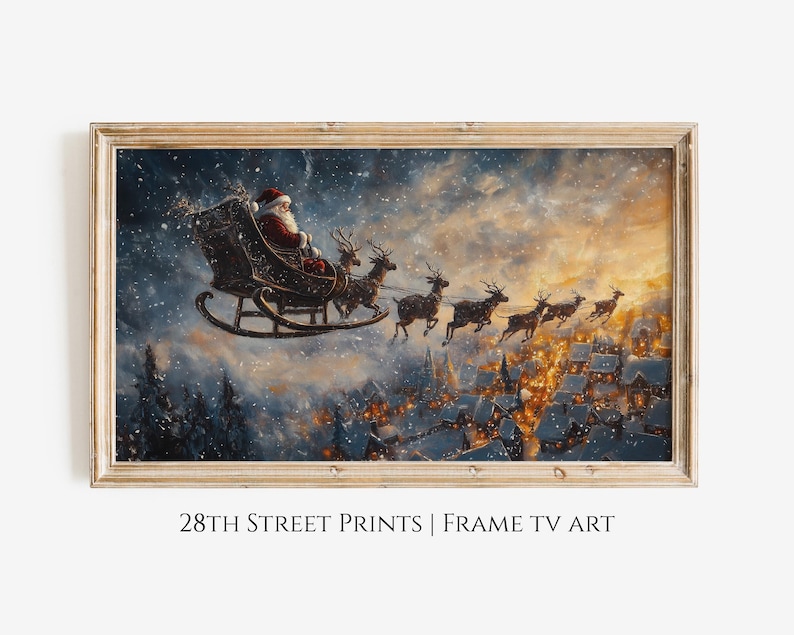 Vintage Santa's Sleigh Christmas Frame TV Art (digital Download) - Etsy