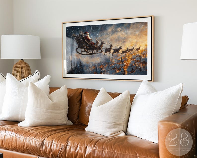 Vintage Santa's Sleigh Christmas Frame TV Art (digital Download) - Etsy