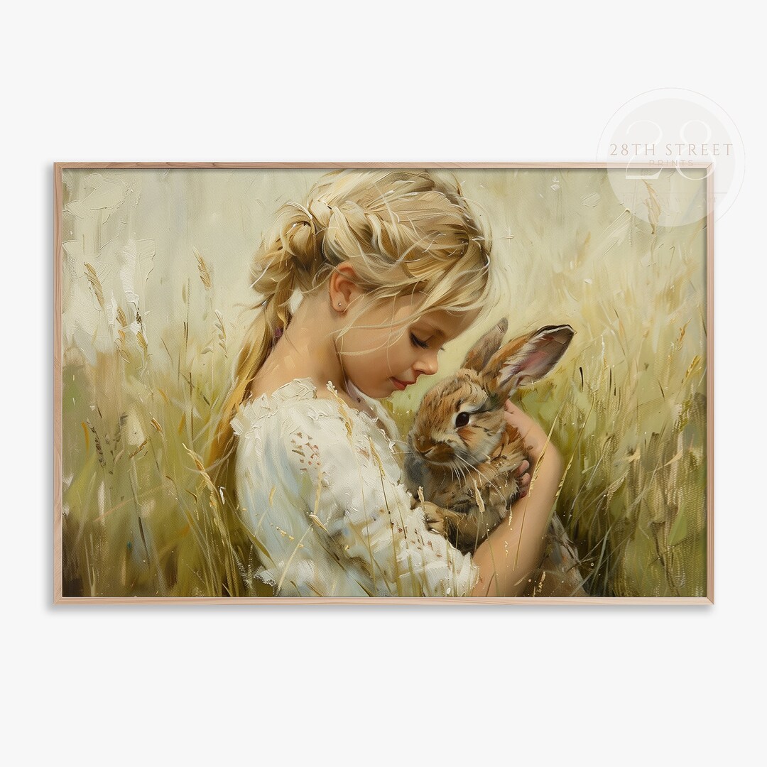 Spring Easter Printable, Easter Bunny Painting, Digital Art, Download ...