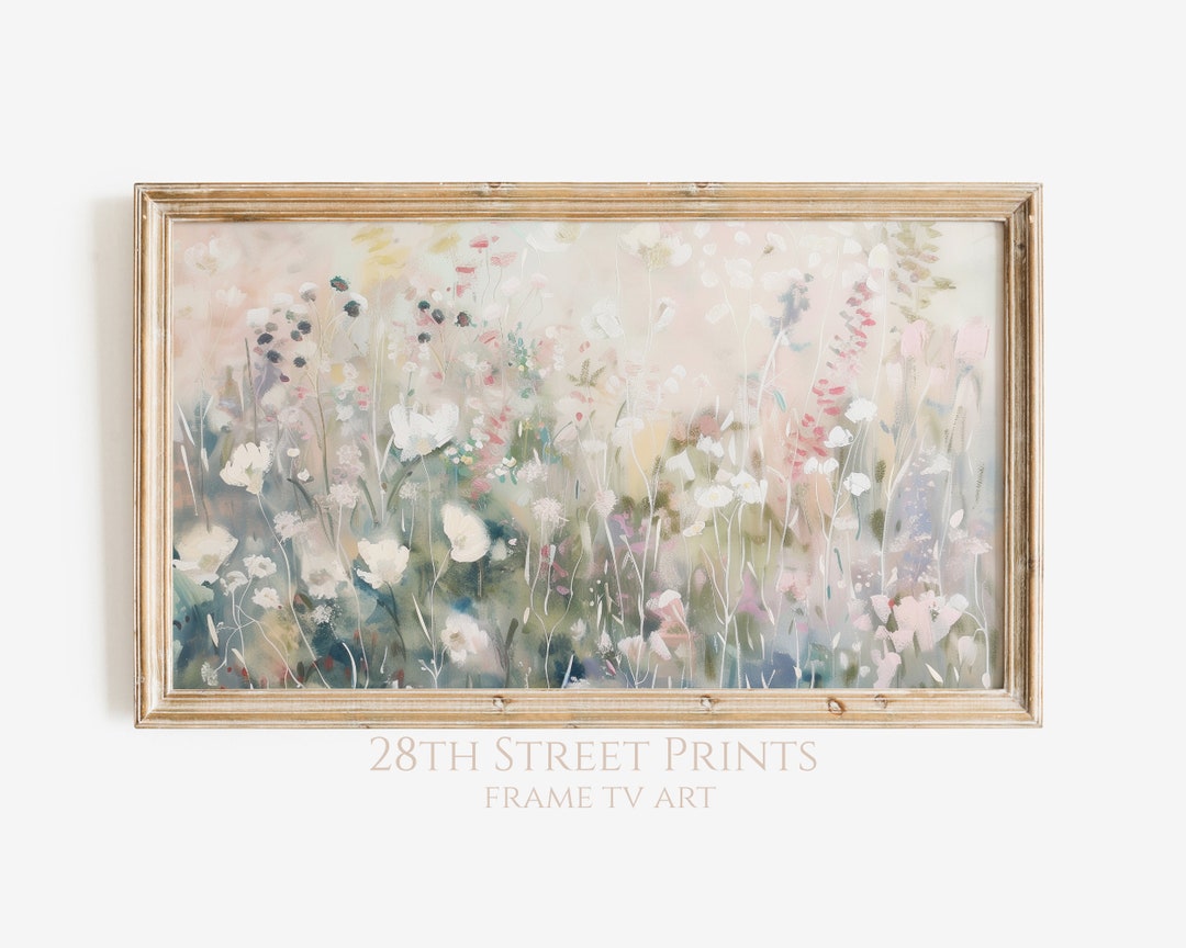 Frame TV Spring Art, Pastel Flowers Painting, Spring Digital Download ...
