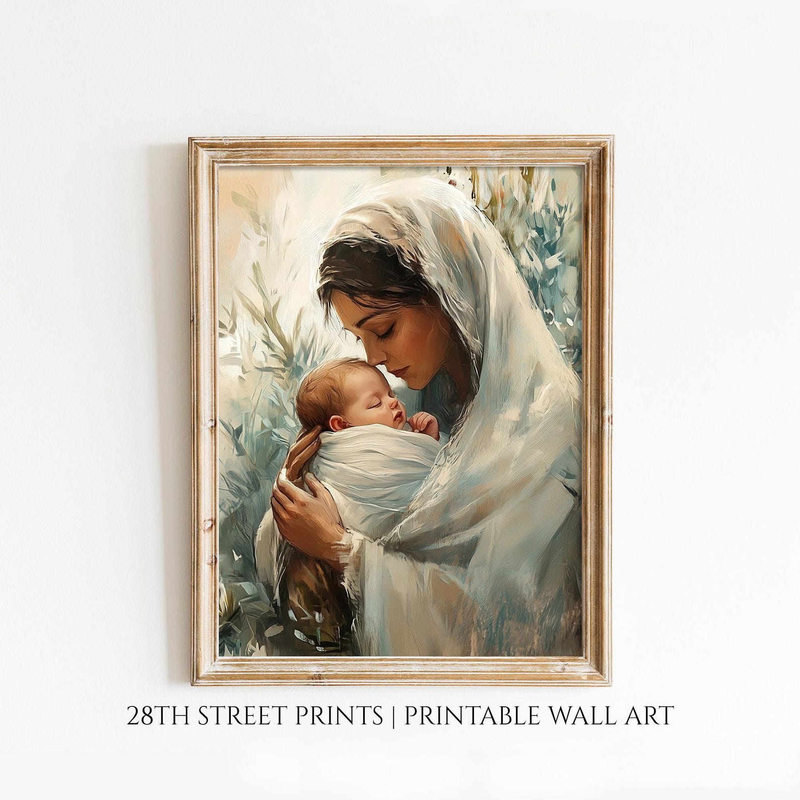 PRINTABLE Divine Embrace Mary and Baby Jesus Painting, Christian ...