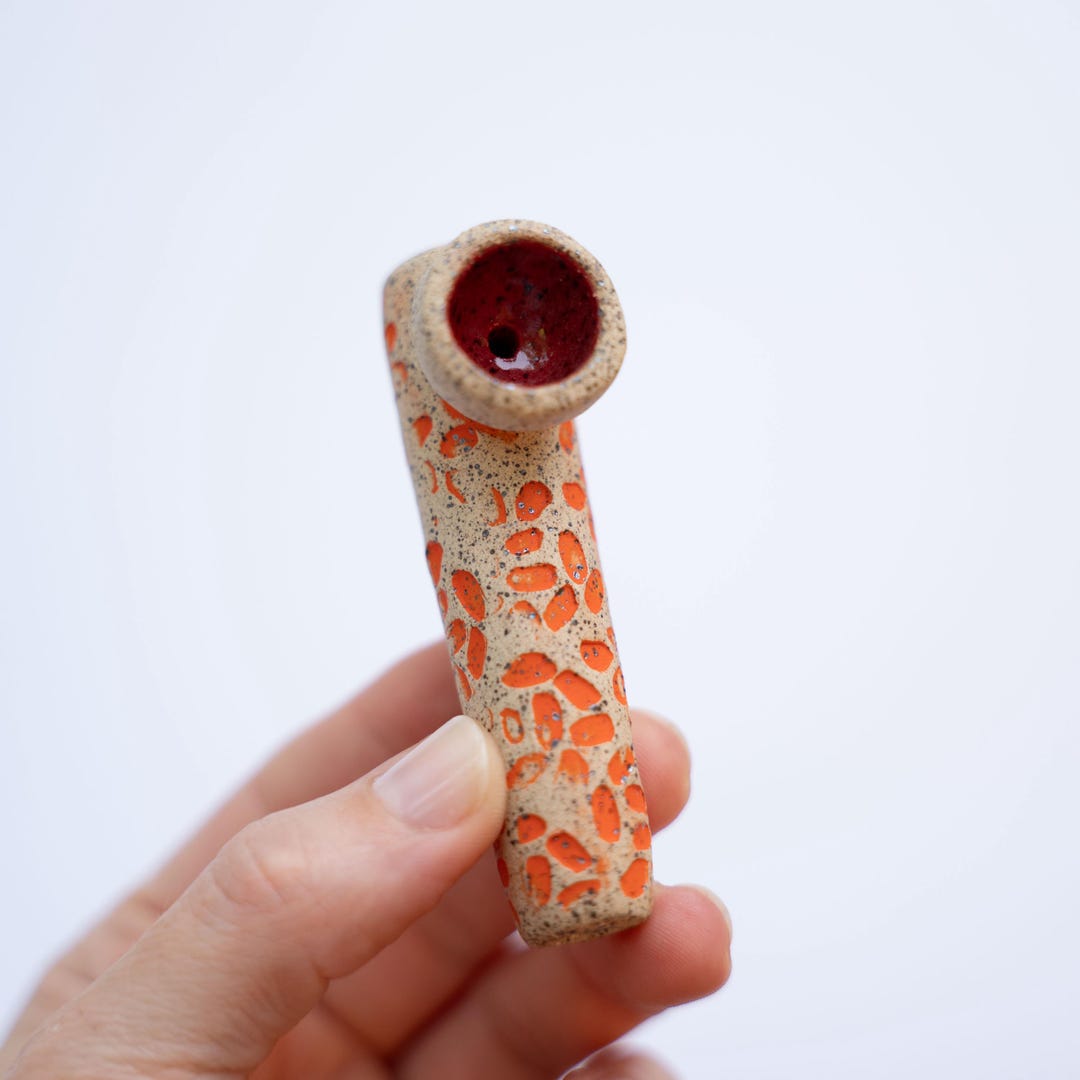 Pottery Smoking Pipe - Orange Textures - Handmade Clay Pipes - Small ...